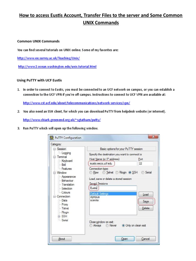 How To Access Eustis Account, Transfer Files To The Server and Some Common UNIX Commands | PDF ...