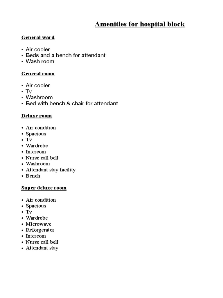 Hospital Block Amenities Overview | PDF