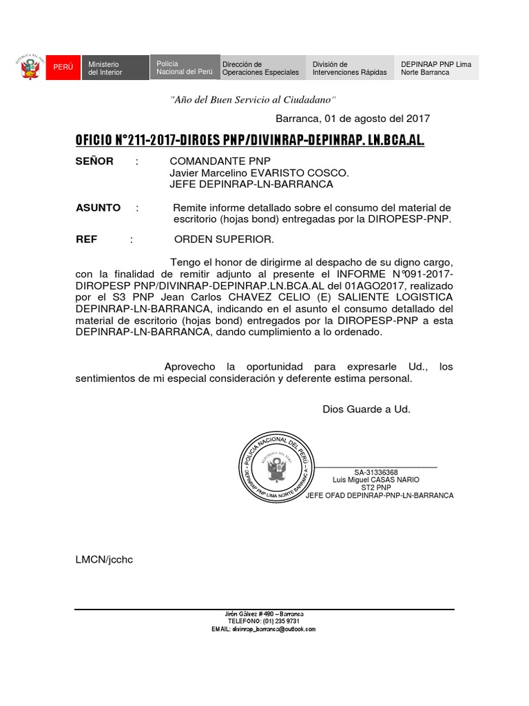Oficio de Informe de Hojas Bond | PDF | America latina | Gobierno