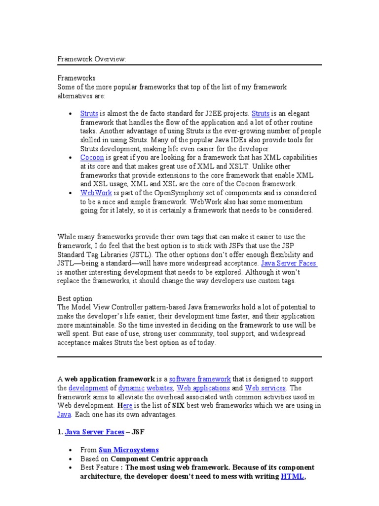 Framework Overview | PDF | Java Server Faces | Web Application