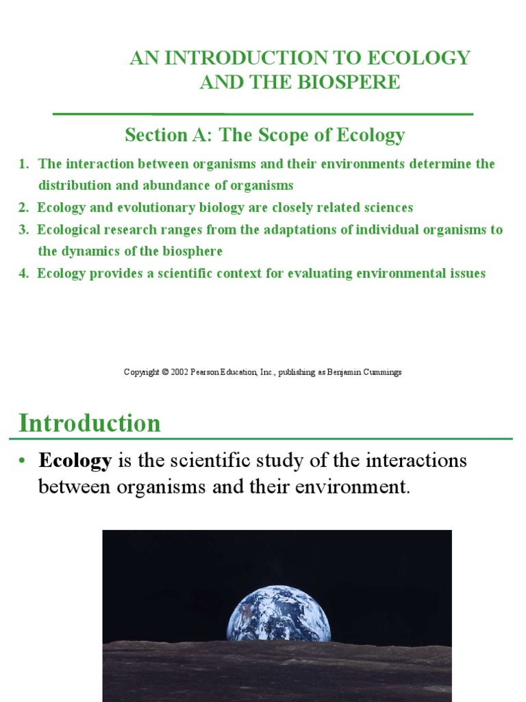 An Introduction To Ecology and The Biospere Section A: The Scope of ...