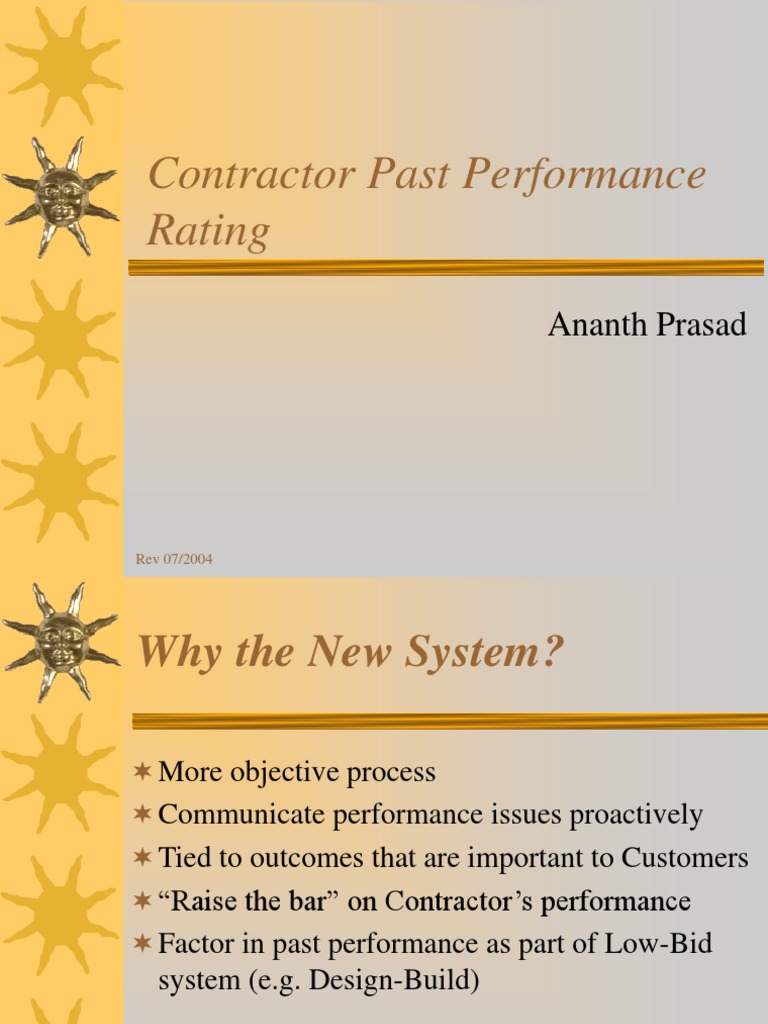 Contractor Past Performance Rating: Ananth Prasad | PDF | Construction ...