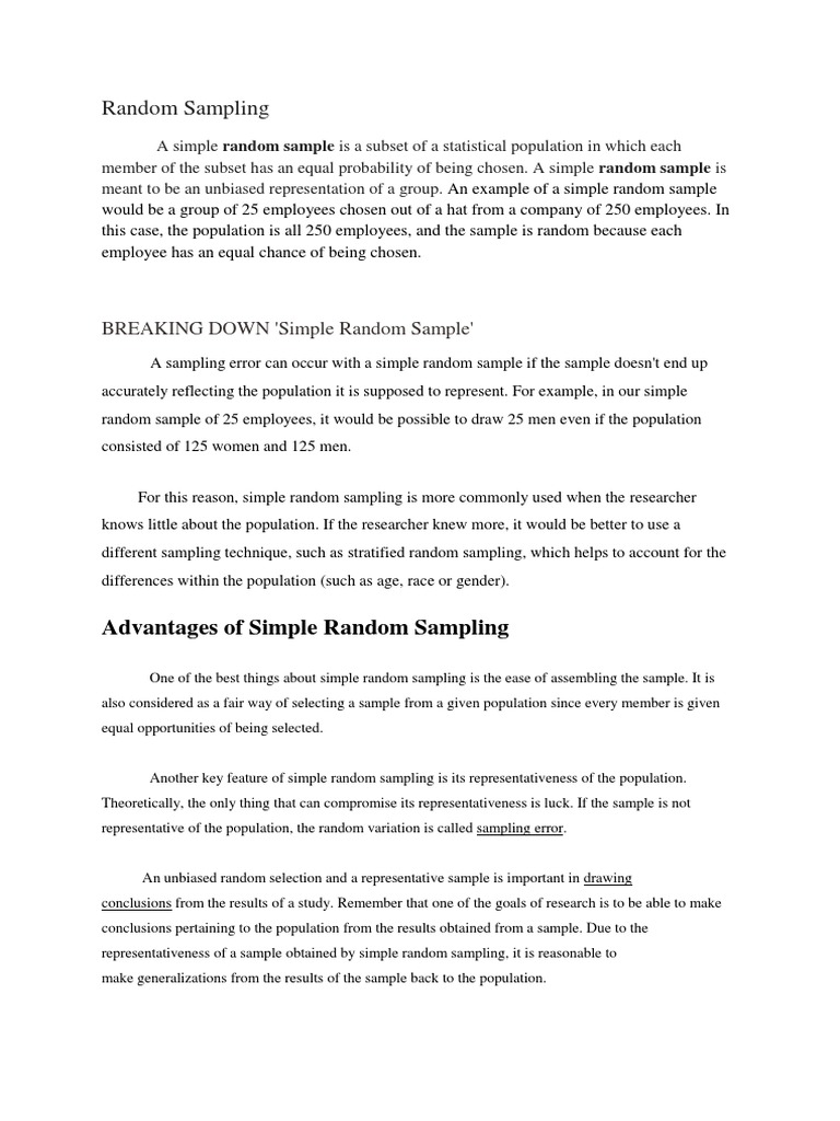 Random Sampling | PDF | Sampling (Statistics) | Research Methods