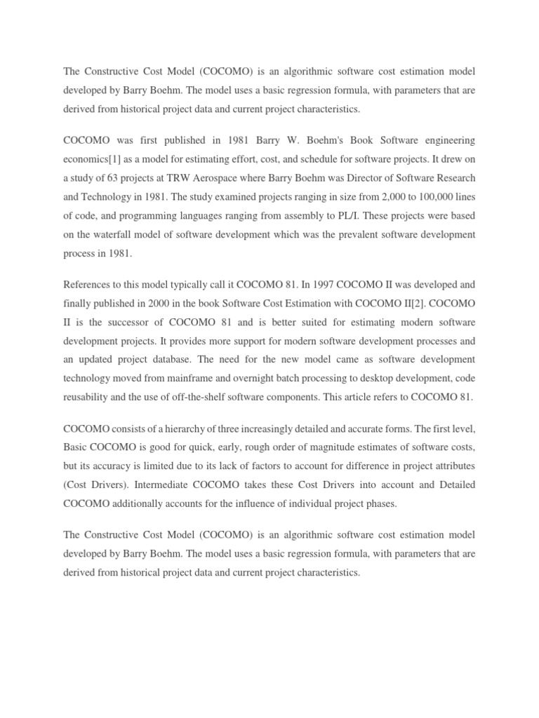 The Constructive Cost Model | PDF | Software Engineering | Production And Manufacturing