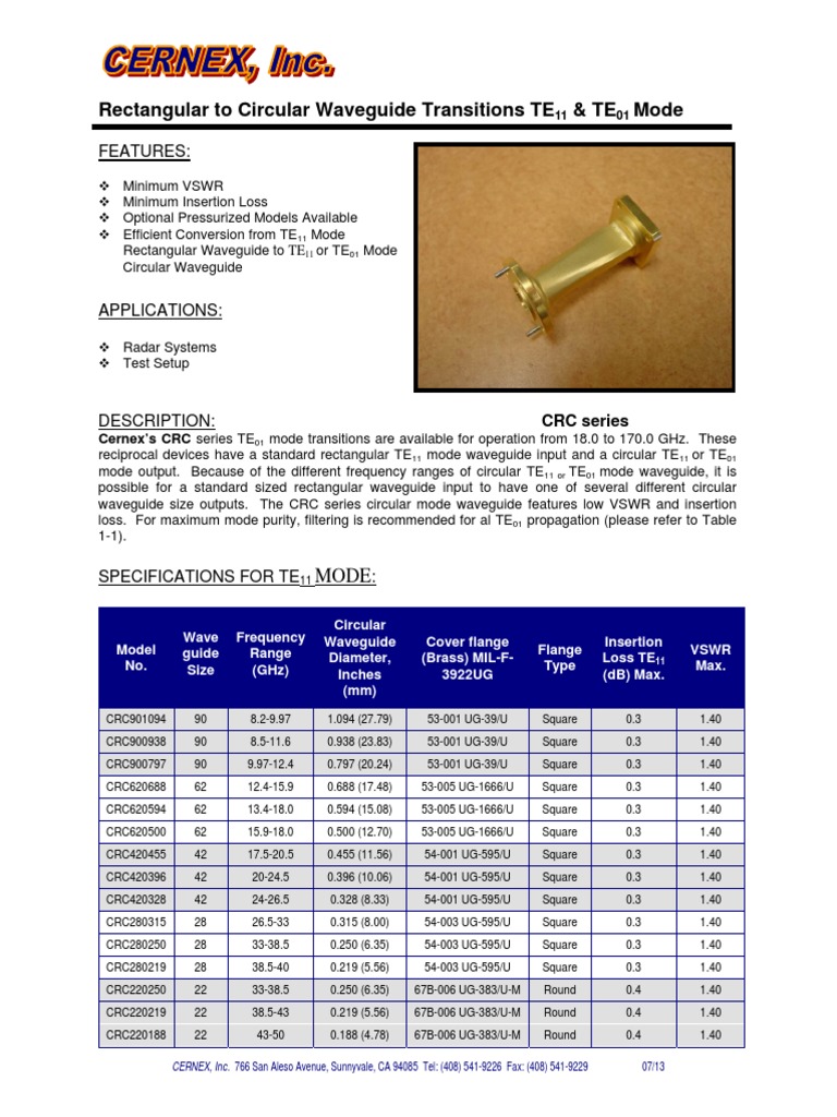 Rectangular To Circular Waveguide Transitions | PDF | Oscillation ...