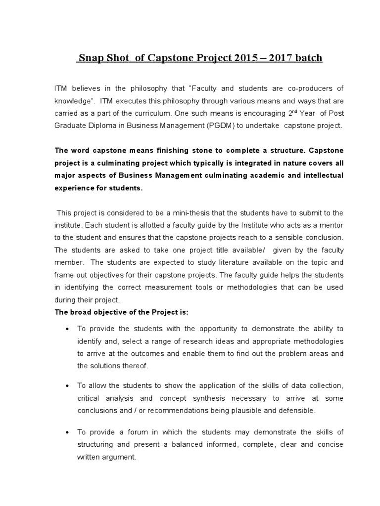 PGDM Capstone Project Guide | PDF | Inventory | Mergers And Acquisitions