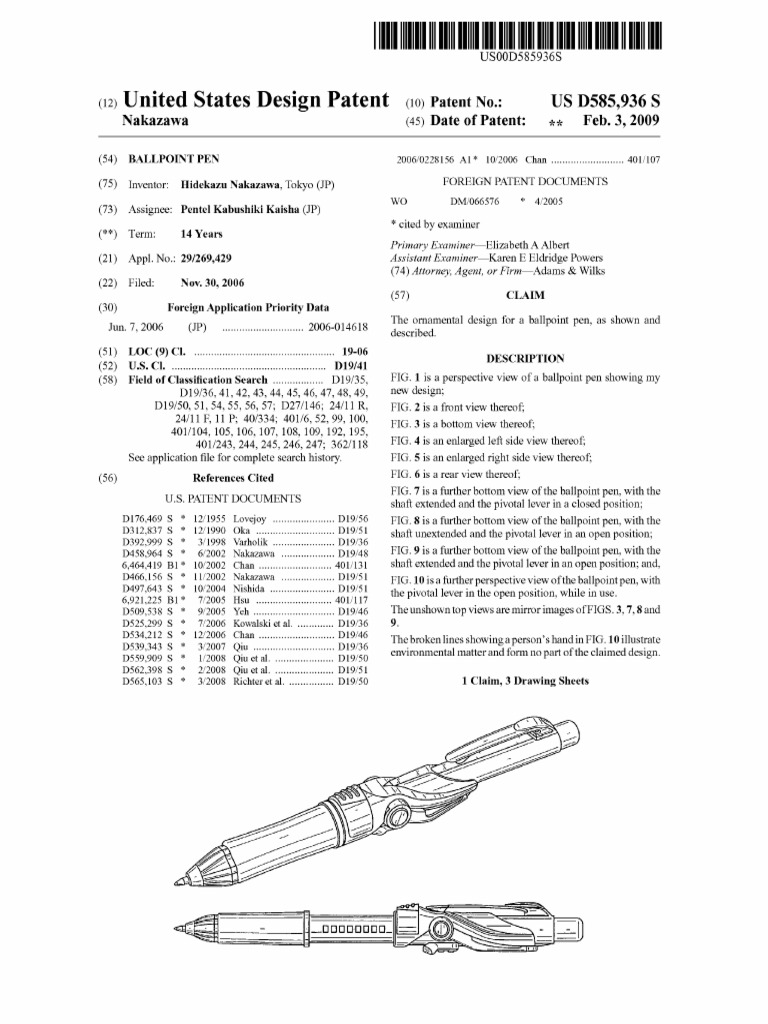 United States Design Patent (10) Patent No.:: US D585,936 S | PDF ...