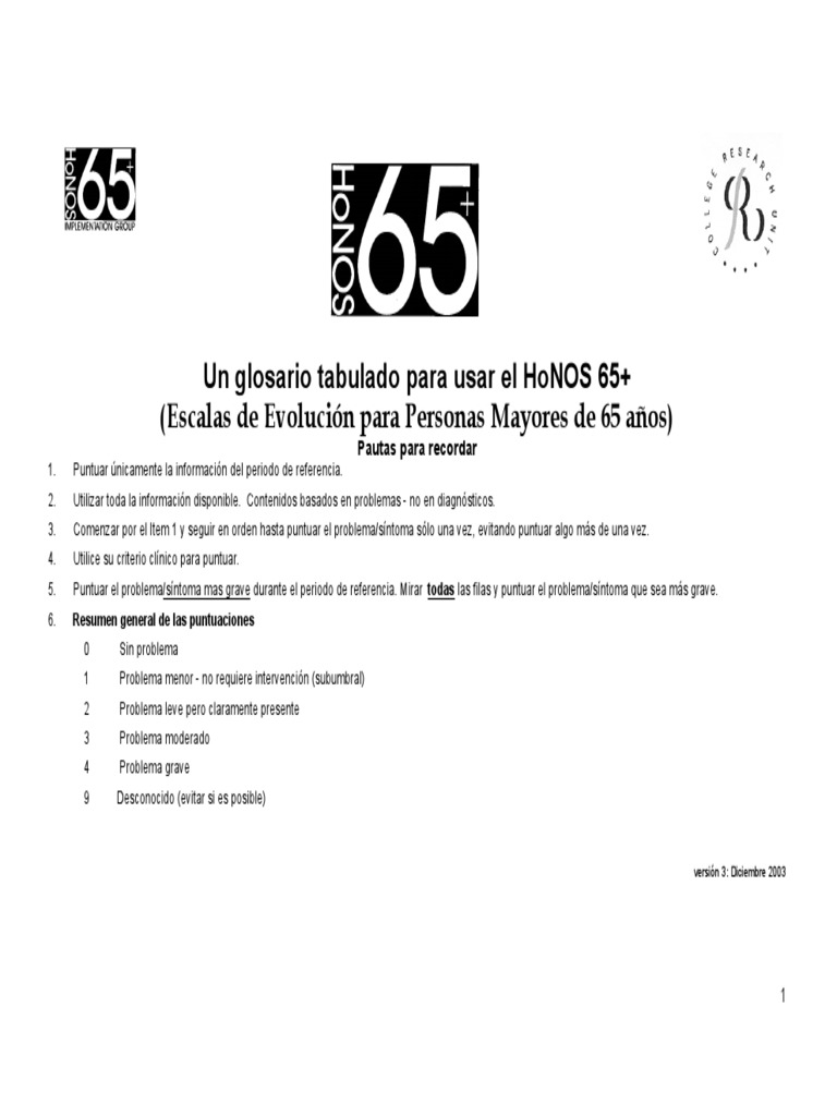 Guia Honos 65 | PDF | Depresión (estado de ánimo) | Psicología clínica