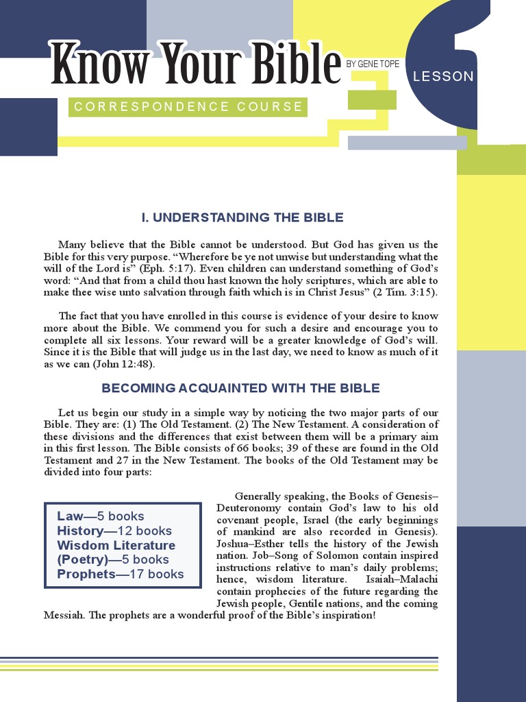 Lesson-01 - PRESS Understand The Bible | PDF | New Covenant | Old Testament