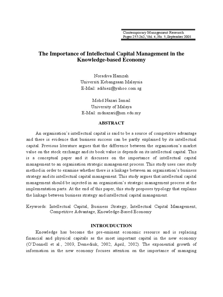 The Importance of Intellectual Capital Management in The Knowledge ...