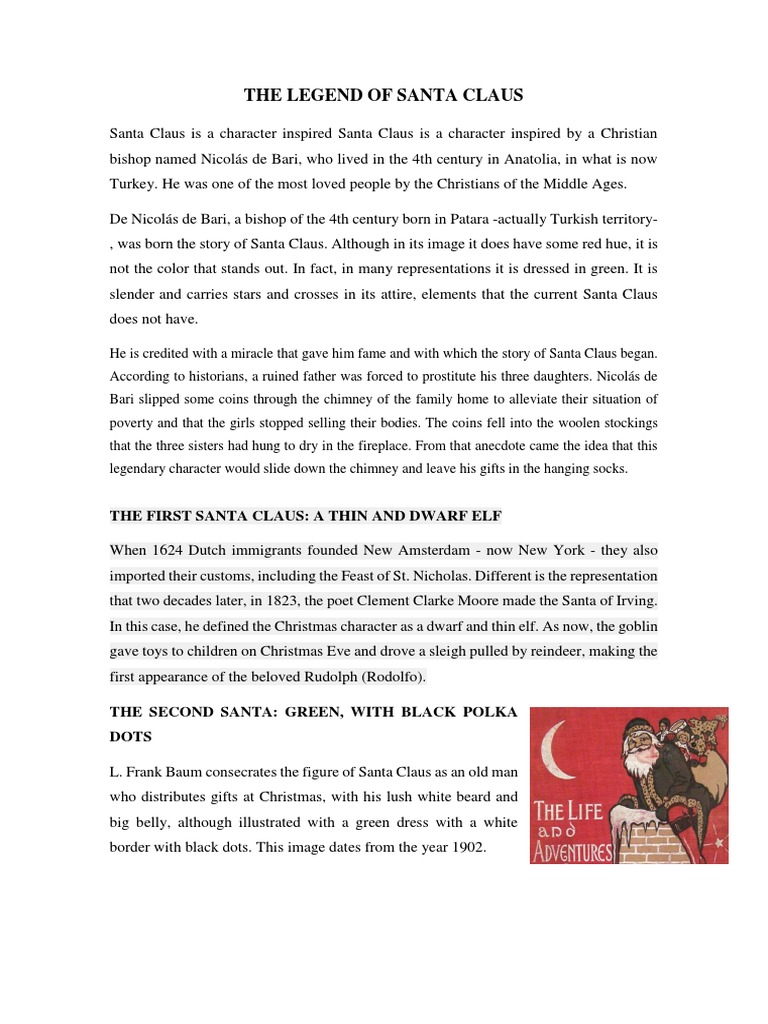 The Legend of Santa Claus | PDF | Santa Claus | Traditions