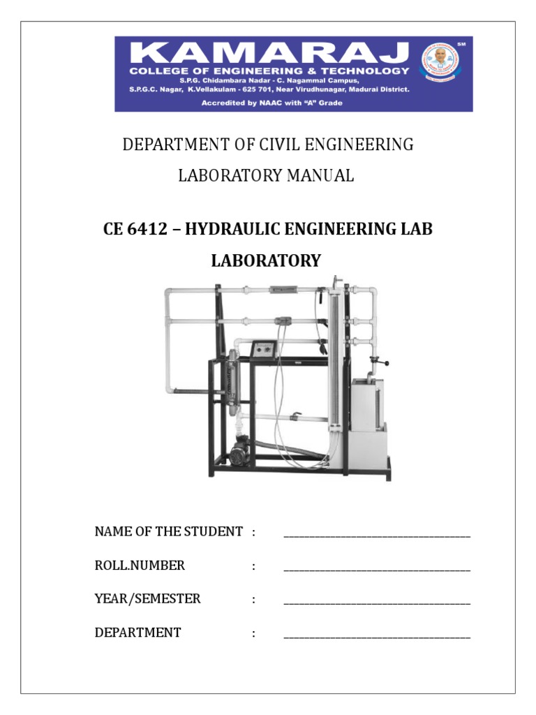 Hydraulic Engineering Lab Manual | PDF | Engineering | Design