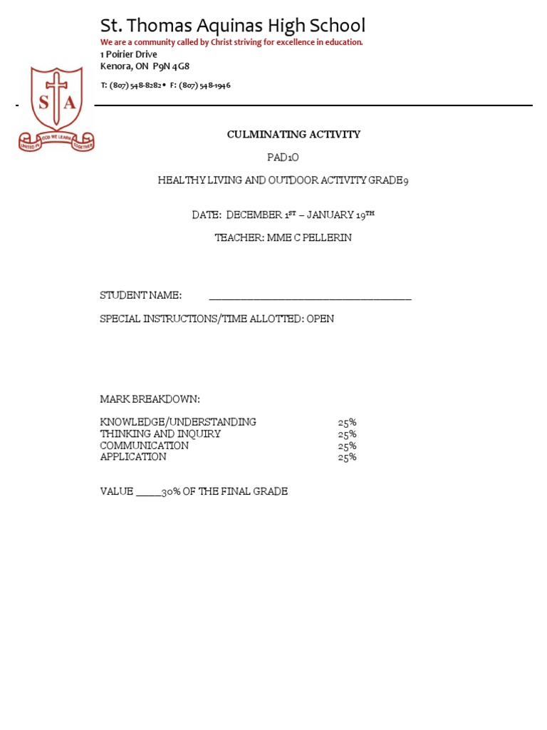 Culminating Cover Page Pad10 2017-18 | PDF