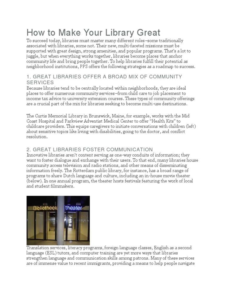 How To Make Your Library Great | PDF | Public Library | Libraries
