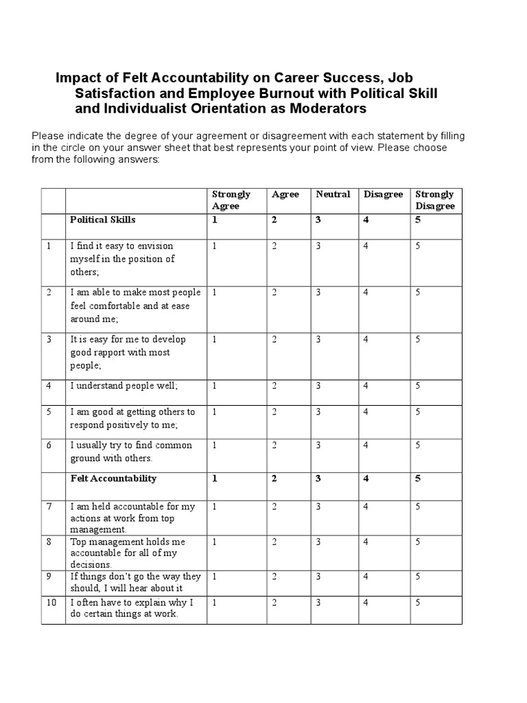 5 Point Likert Scale Survey | PDF | Social Psychology | Cognitive Science