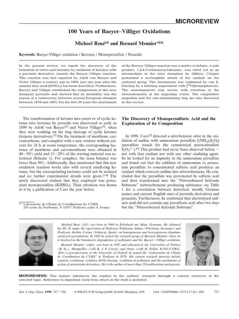 Chemists' Guide to Baeyer-Villiger Reaction | PDF | Chemical Compounds ...