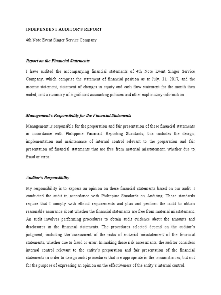 Independent Auditors Report | PDF | Financial Audit | Audit