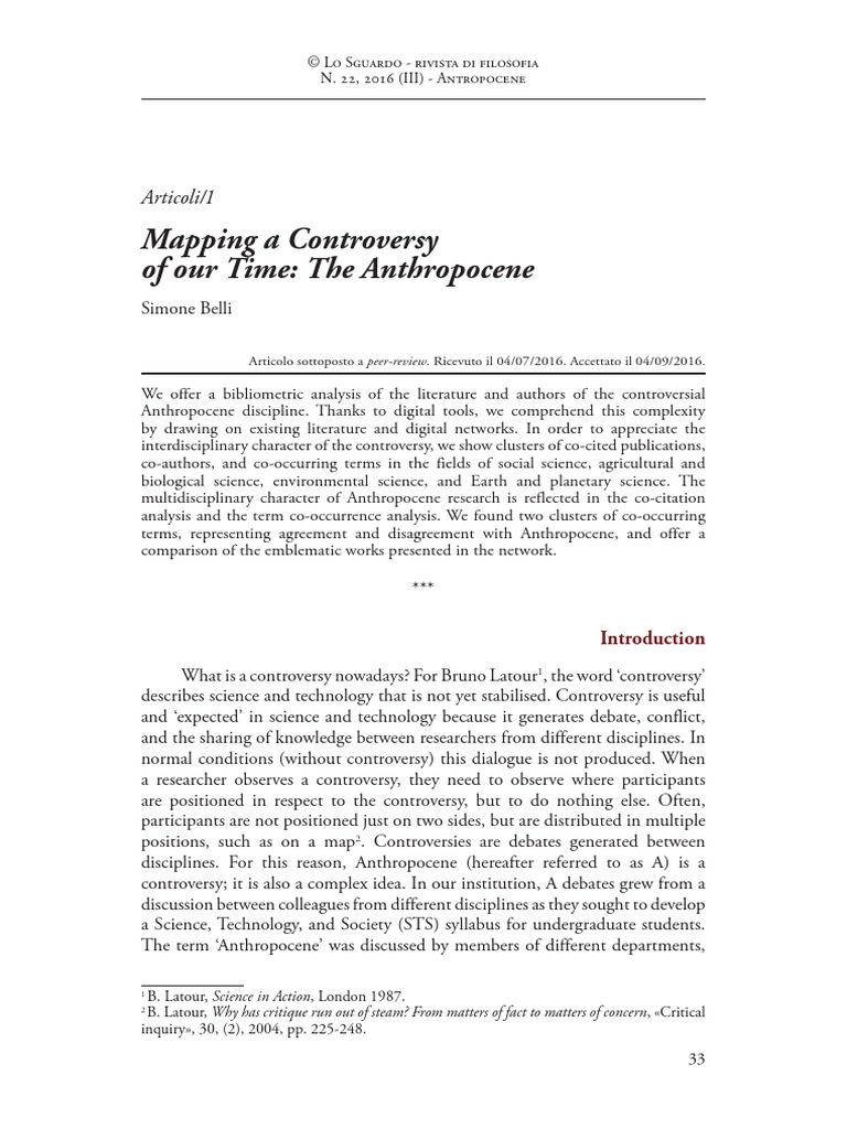 Mapping A Controversy of Our Time: The Anthropocene: Articoli/1 | PDF ...