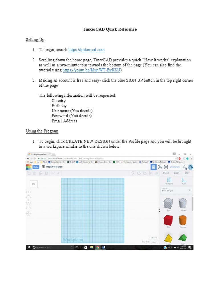 TinkerCAD Quick Reference | PDF