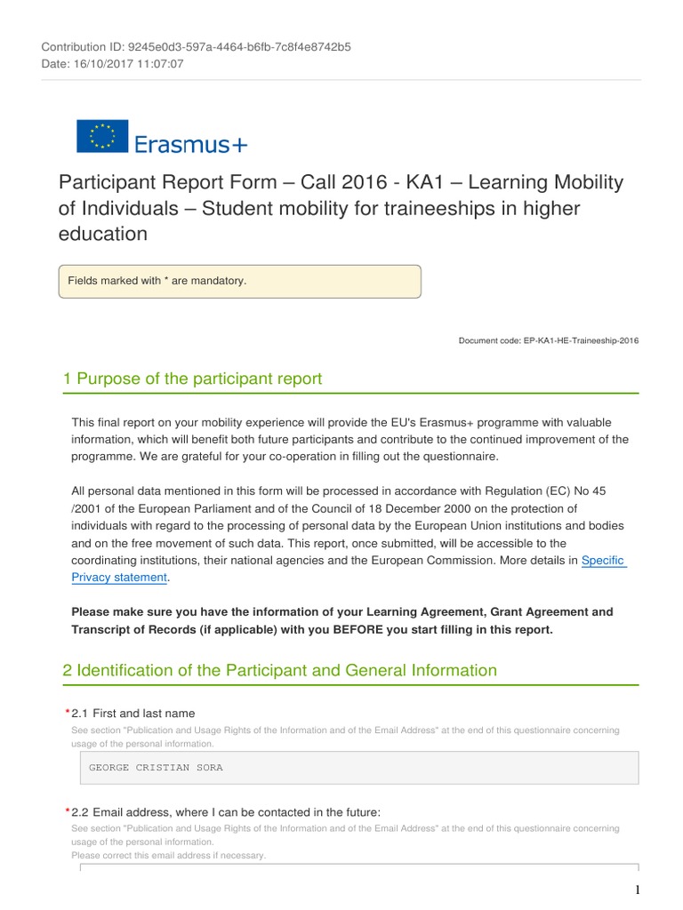 Participant Report Form - Call 2016 - KA1 - Learning Mobility of ...