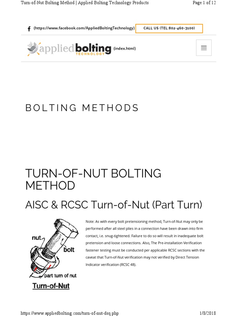 Turn-Of-Nut Bolting Method | PDF | Screw | Nut (Hardware)