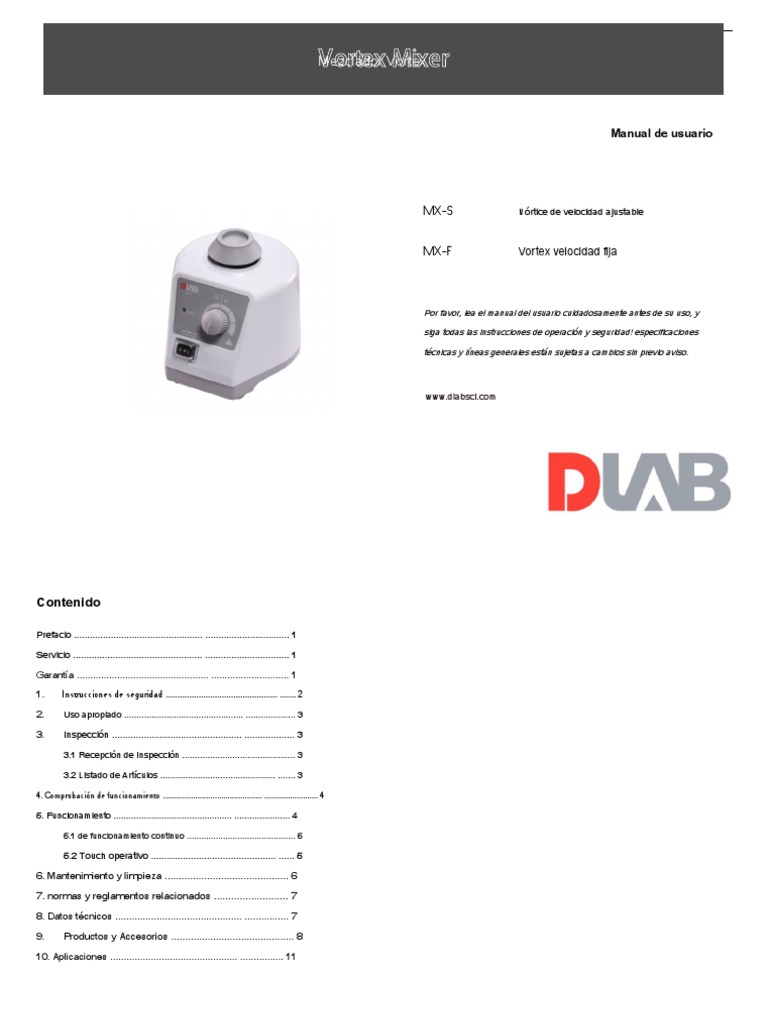 User Manual - Vortex Mixer - En.es | PDF | Usuario (informática) | Agua