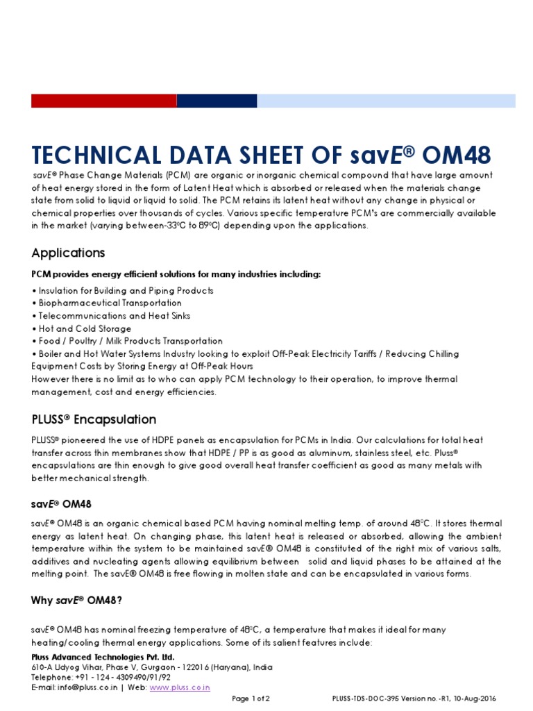 Technical Data Sheet of Save OM48: Applications | PDF | Solid | Melting