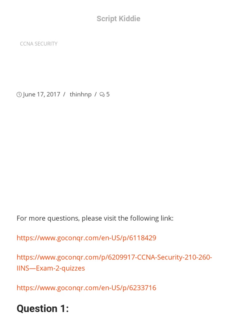 CCNA Security 210-260 Dump + Explanation (Updating ) - Script Kiddie ...