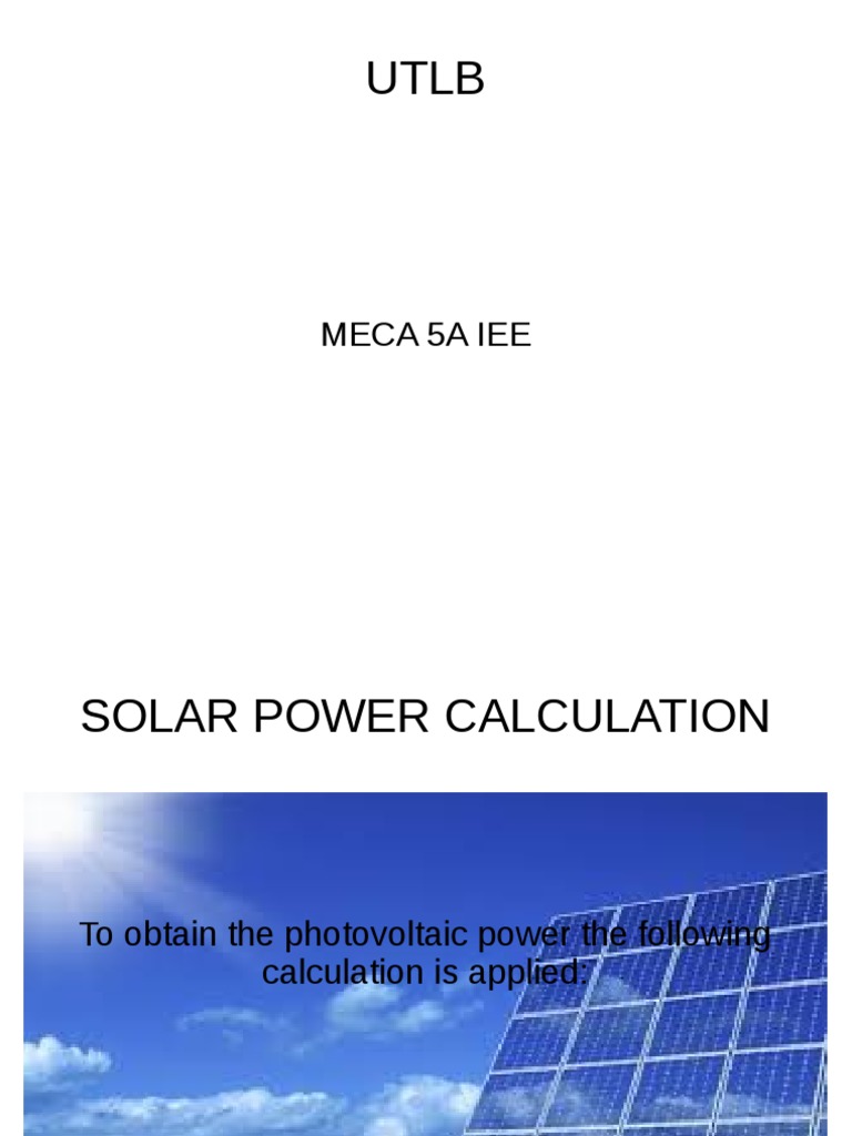 Solar Power Calculation | PDF | Photovoltaics | Solar Power