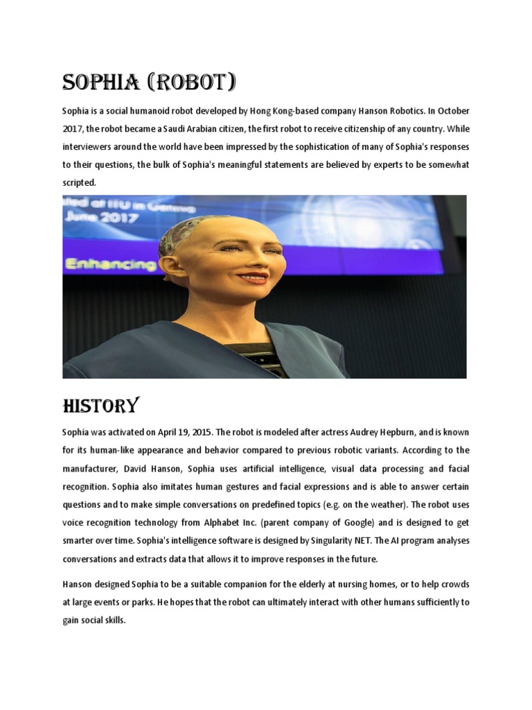 Sophia | PDF | Emerging Technologies | Artificial Intelligence