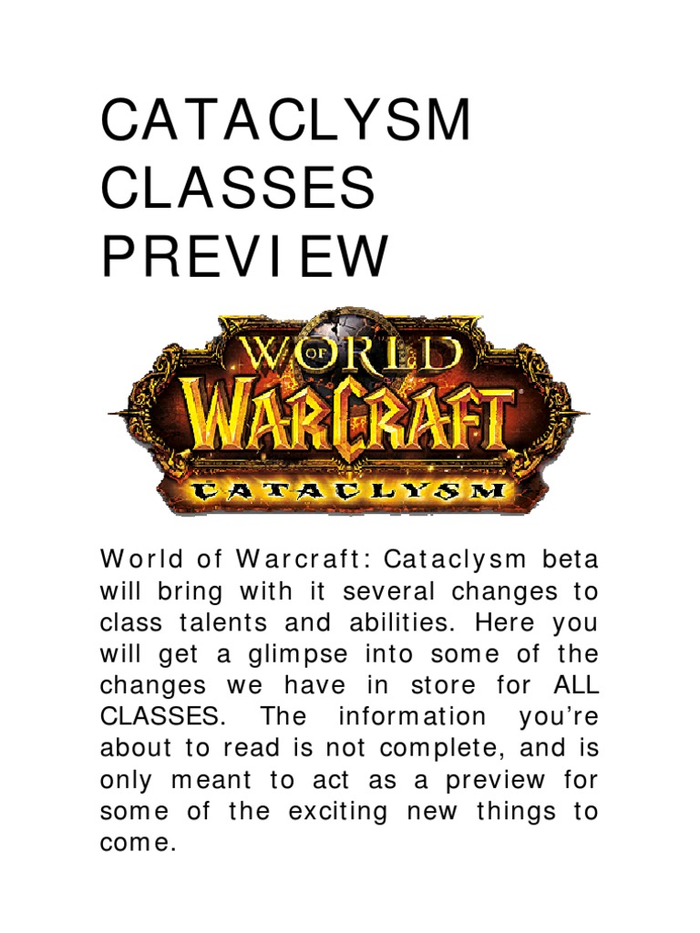 Beta Cataclysm Classes Preview | PDF | Leisure | Nature