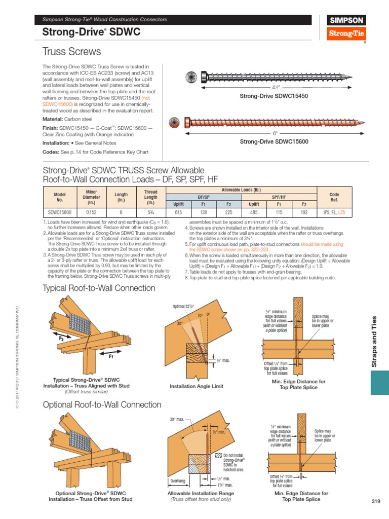 Simpson SDWC Screw | PDF | Truss | Screw