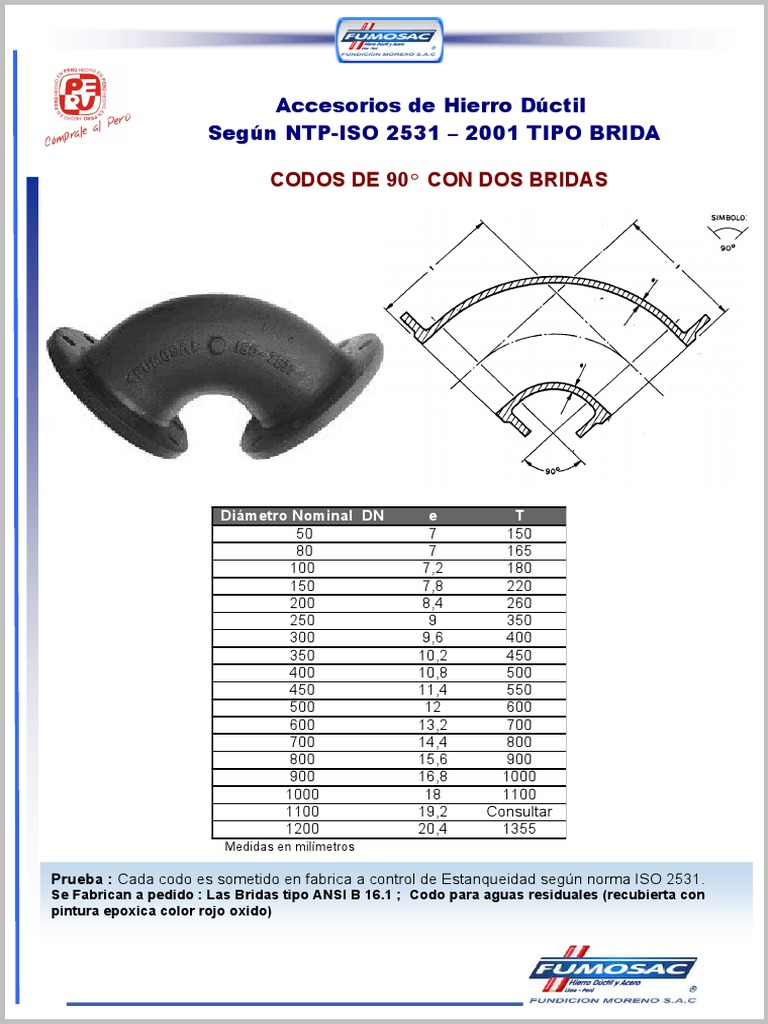 Codos de 90° con Bridas: Medidas y Normas | PDF