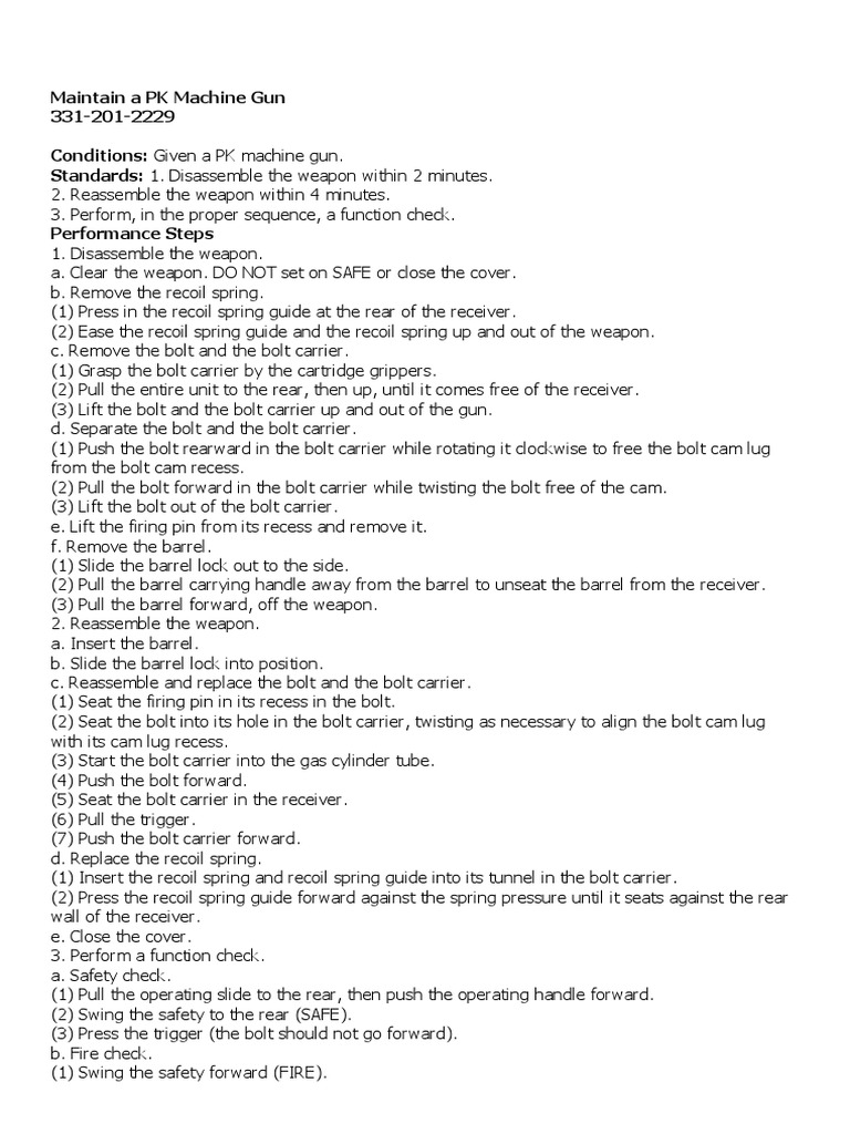 Maintain A PK Machine Gun | PDF | Cartridge (Firearms) | Magazine ...