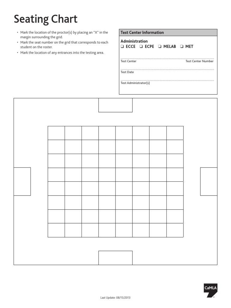 Seating Chart: Test Center Information Administration Ecce Ecpe Melab ...