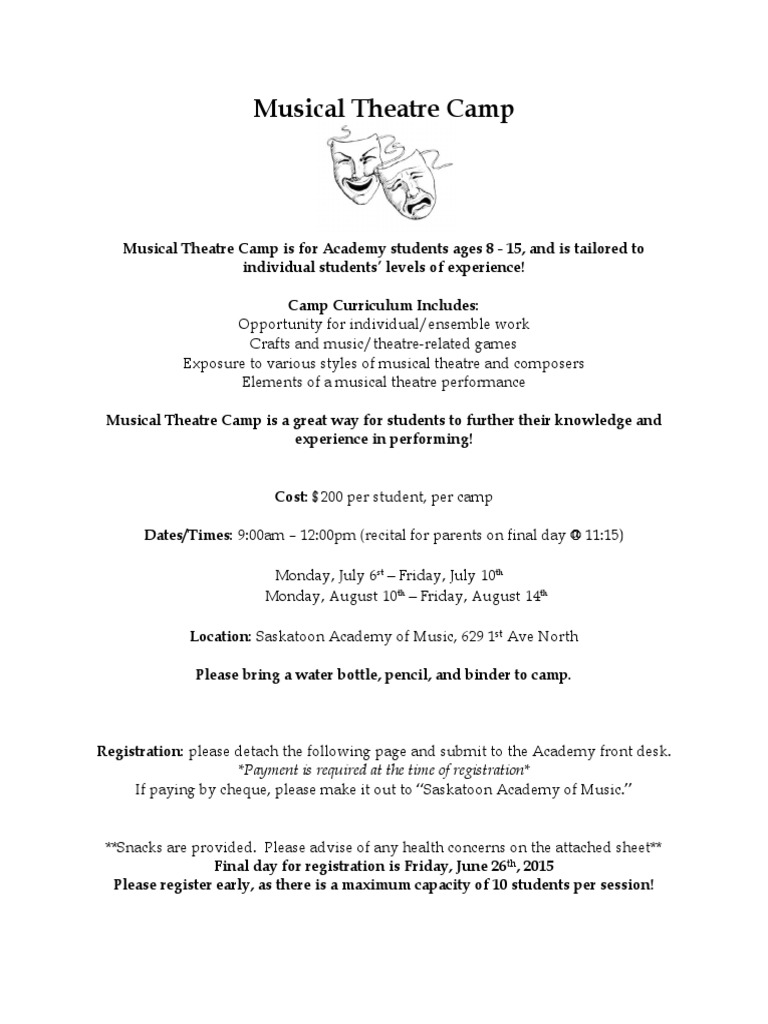 Musical Theatre Camp Forms | PDF