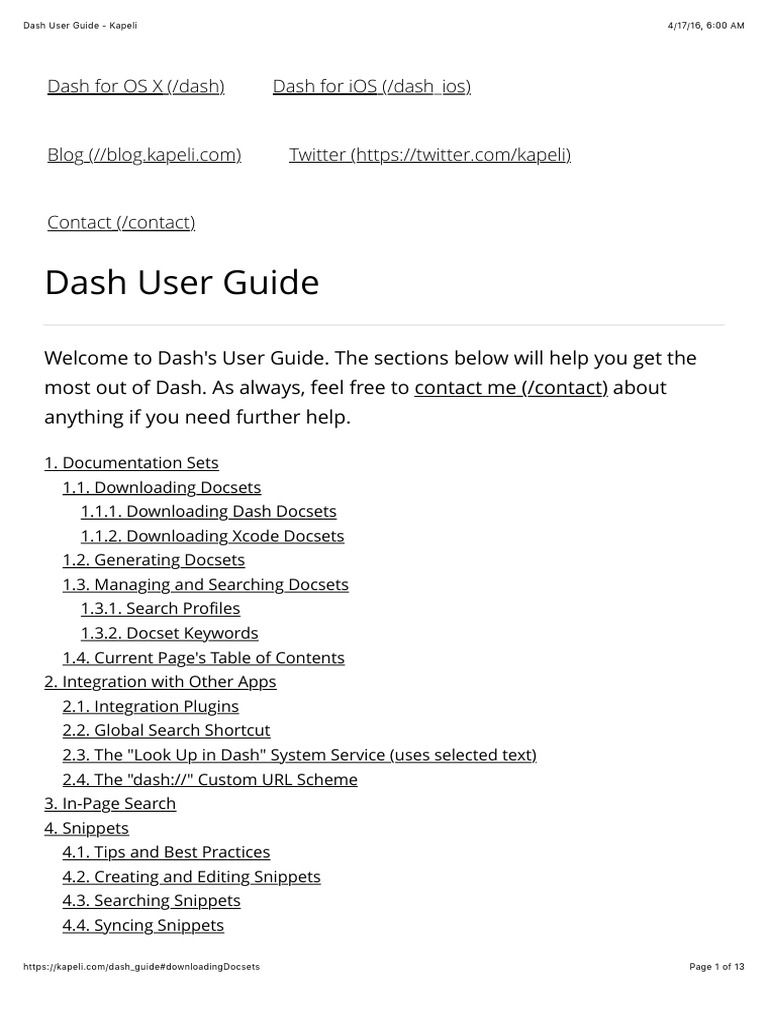 Dash User Guide - Kapeli | PDF | Search Engine Optimization | Screenshot