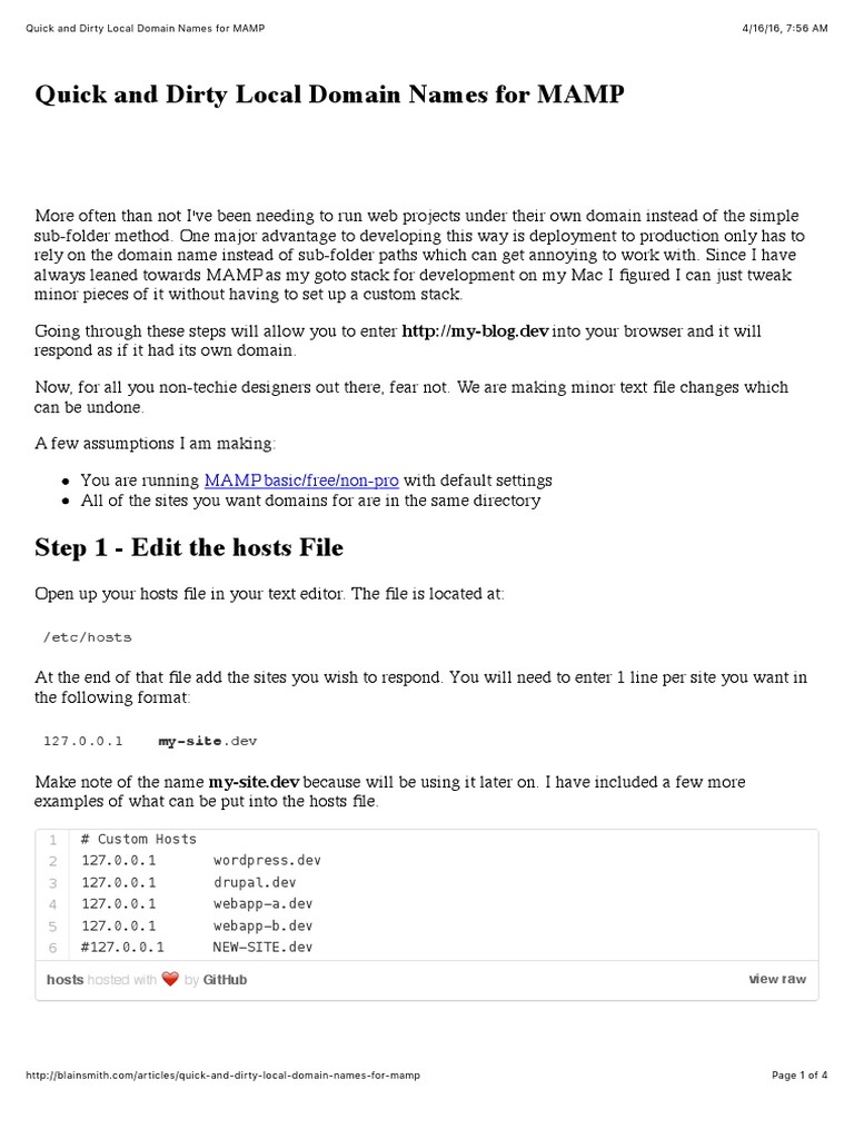 Quick and Dirty Local Domain Names For MAMP | PDF | Telecommunications ...