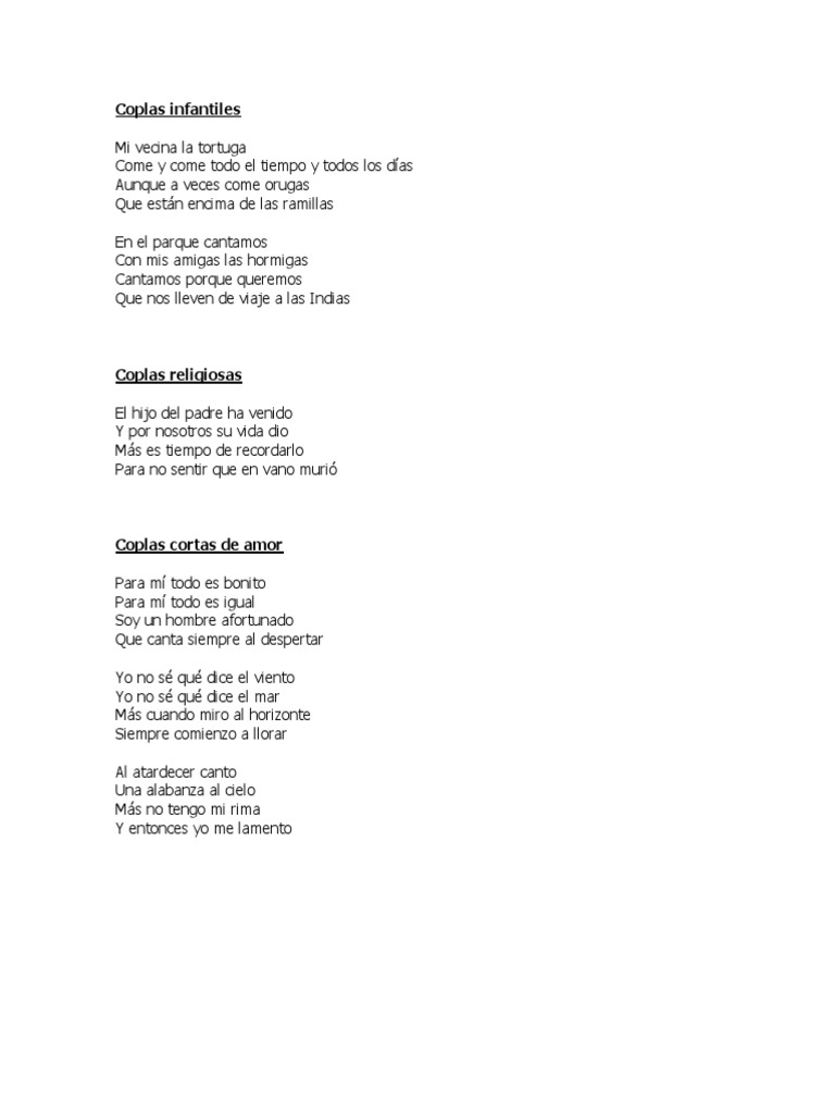 Coplas Infantiles | PDF