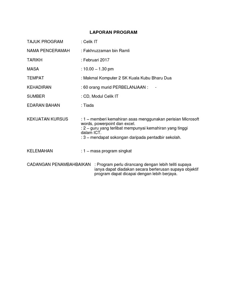 Laporan Program Celik Ict | PDF | Karier & Perkembangan