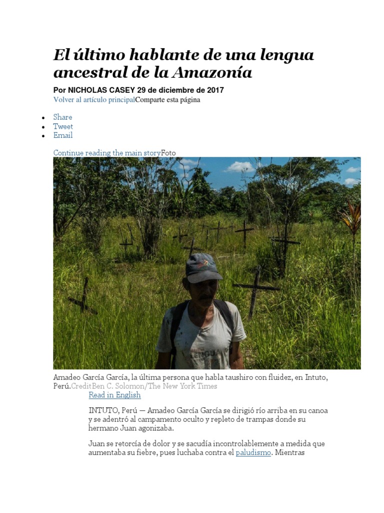 Último hablante del taushiro en Perú | PDF | Dialecto | Perú