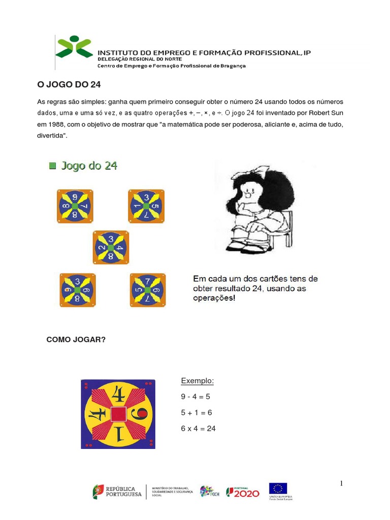 Jogo Do 24 | PDF | Ensino de Matemática | Science