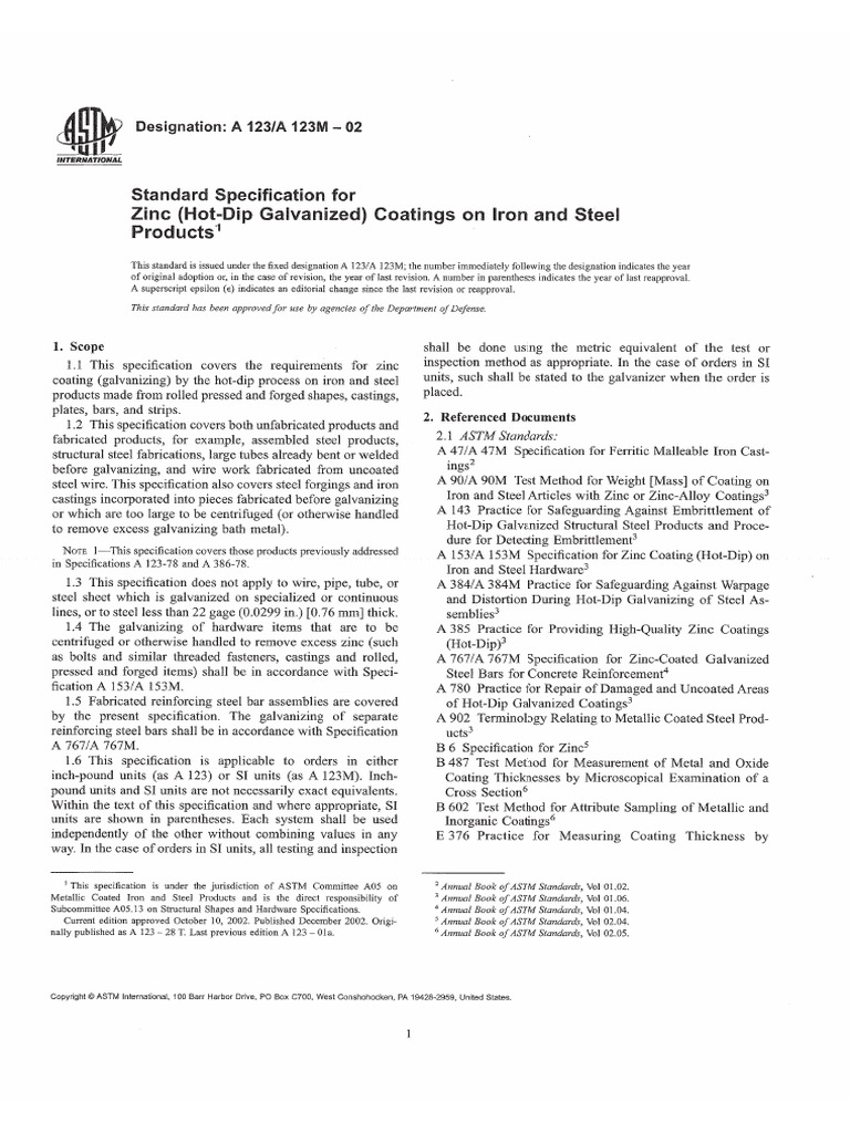 Astm A123 PDF | PDF