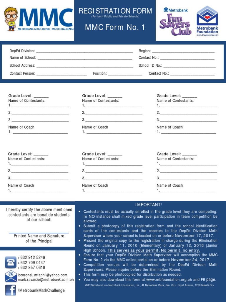 Form 1 MMC 2018 - Registration Form - 2 | PDF