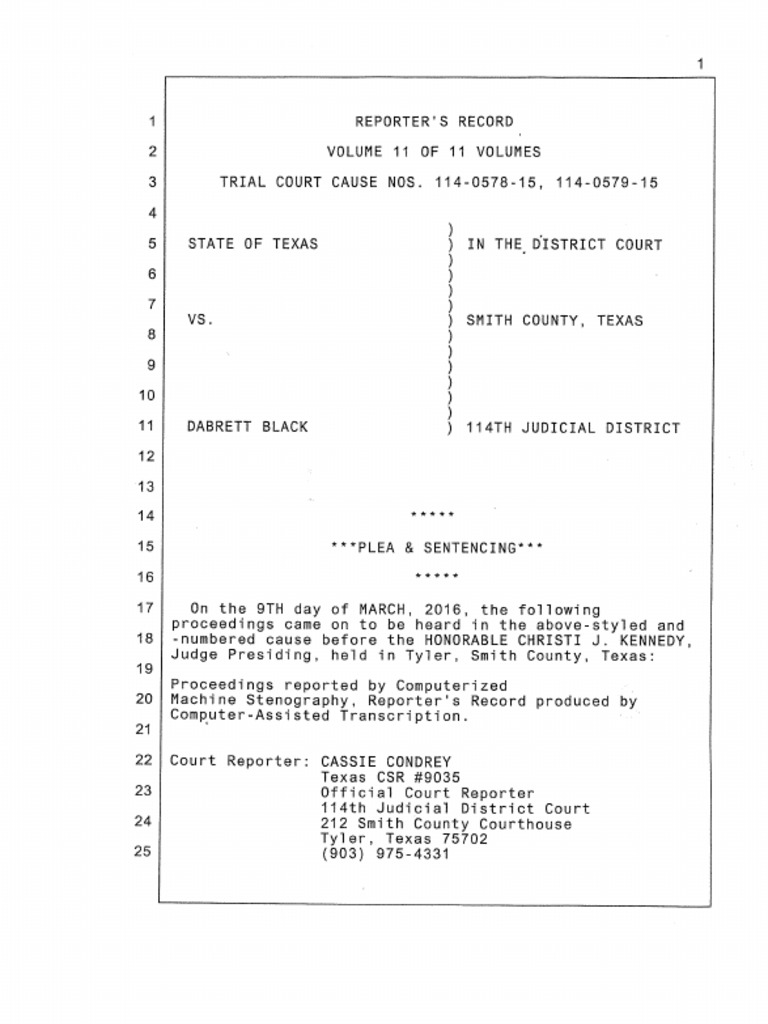 Dabrett Black Court Plea Documents | PDF
