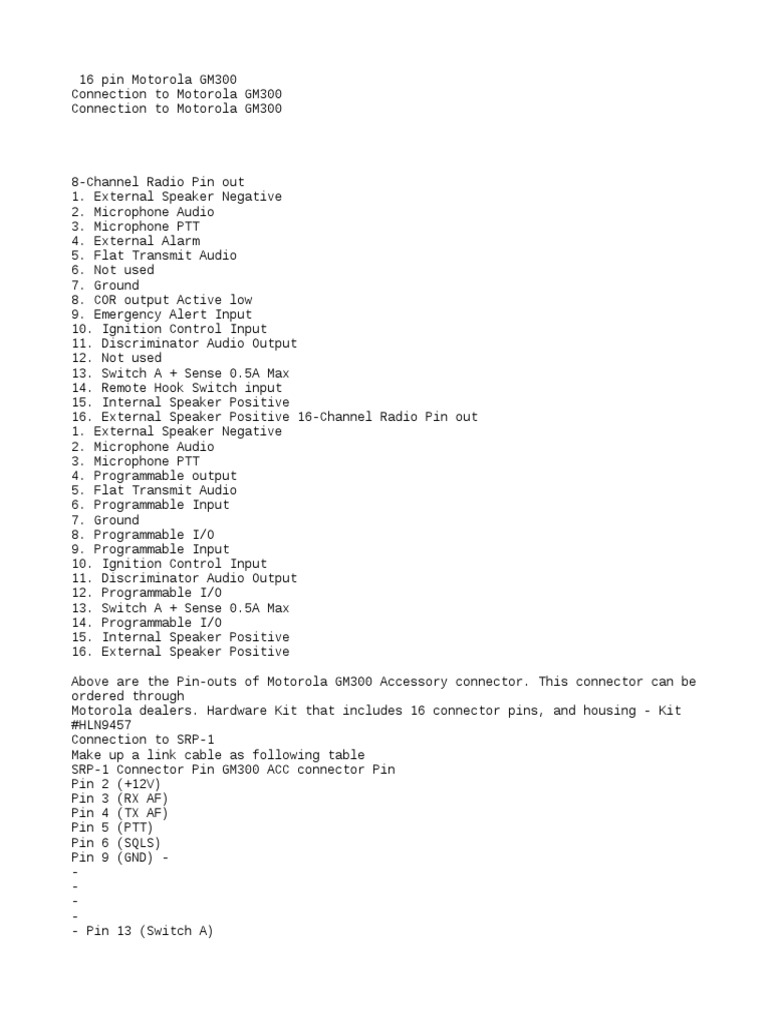 Motorola Gm300 Accessory Connector Pinout Shop Prices | www.pinnaxis.com