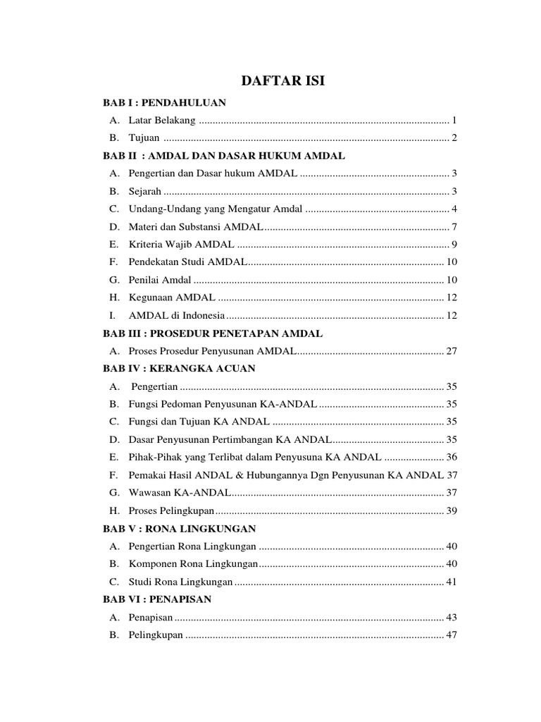Daftar Isi Modul Amdal | PDF