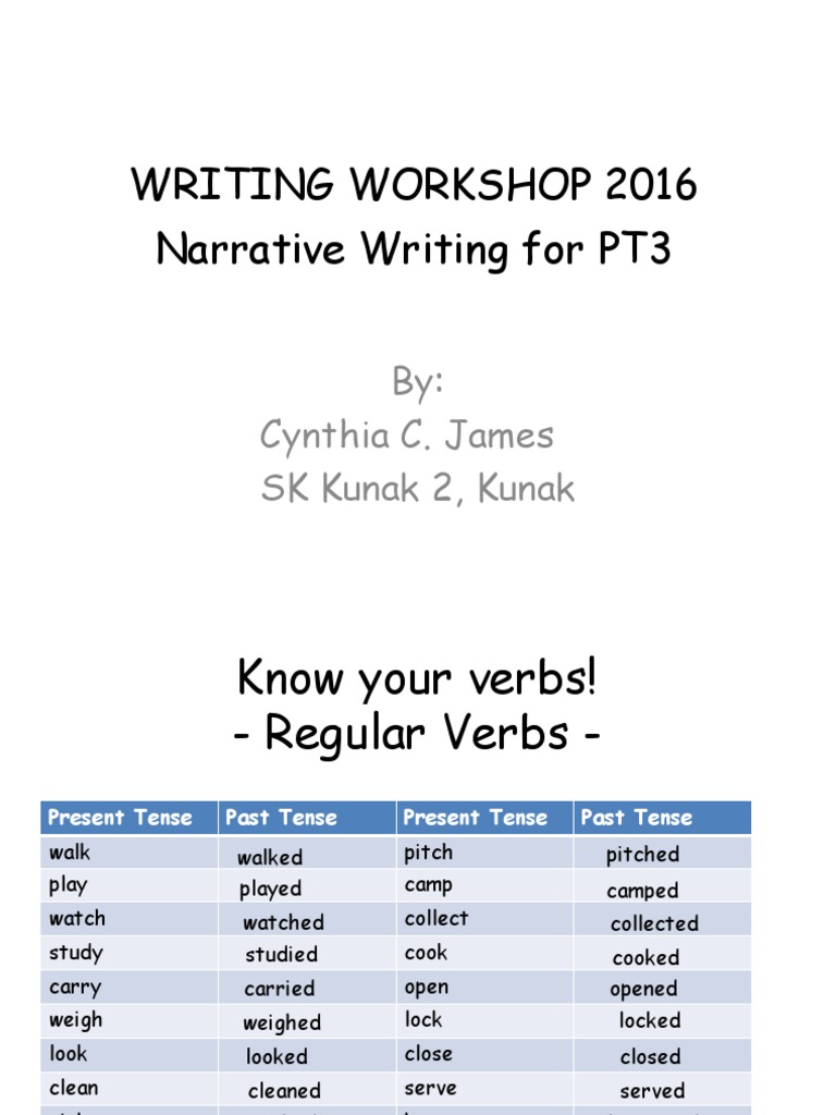 Verbs, Tenses, and Sentence Structures: A Writing Workshop on Narrative ...