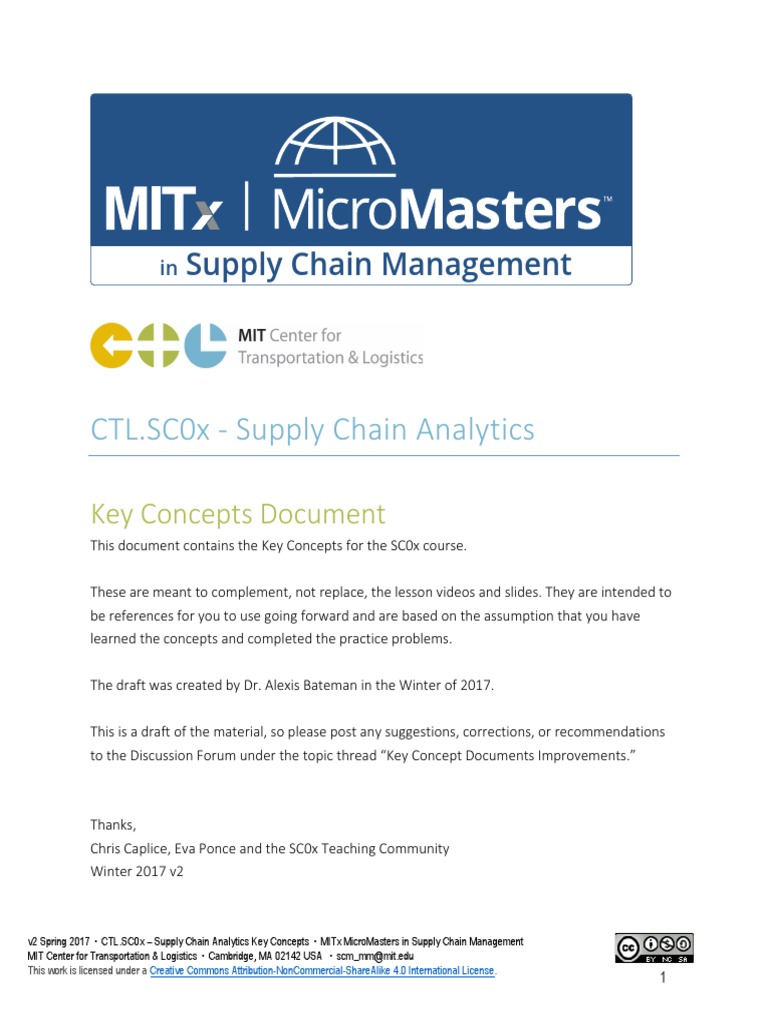 CTL - SC0x - Supply Chain Analytics | PDF | Supply Chain | Mathematical ...