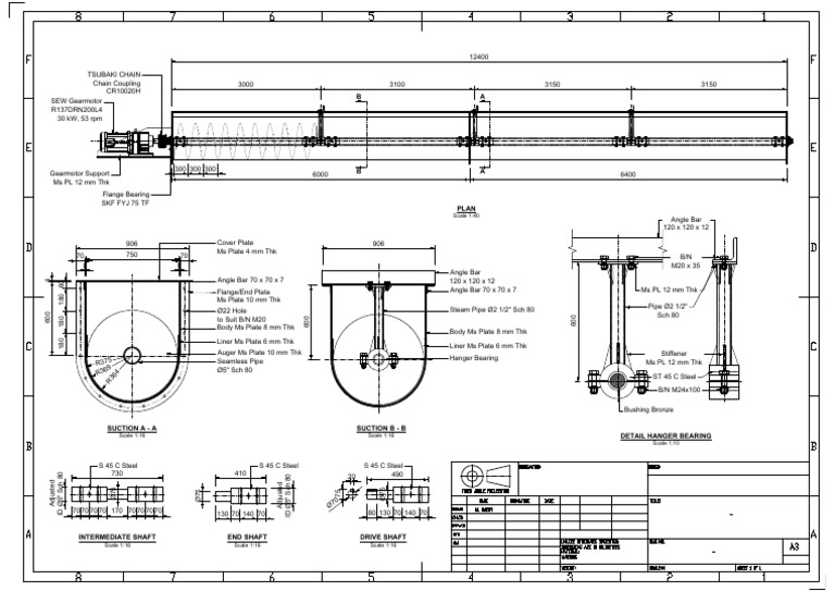 Drawing Screw Conveyor Ø750 | PDF | Equipment | Machines